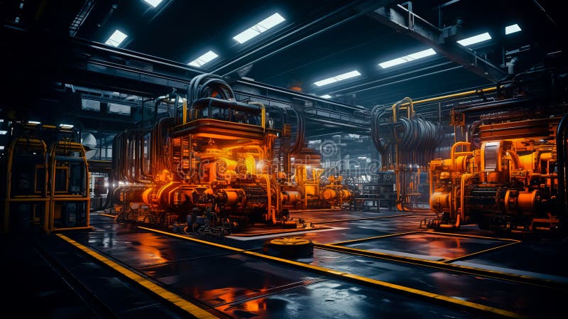 Machinery Manufacturing Plant. Inside View Stock Illustration - Illustration of generation ...