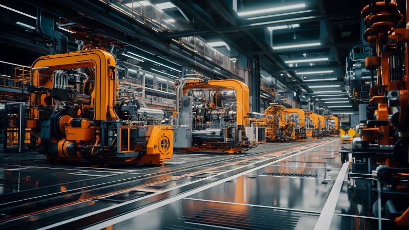 Machinery Manufacturing Plant. Inside View Stock Illustration - Illustration of steel, power ...