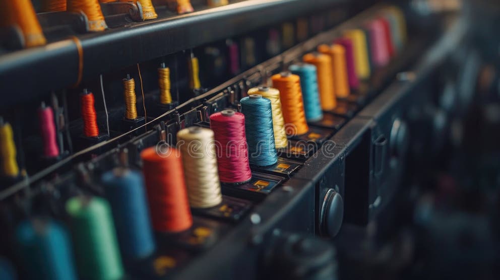 Thread spool machine stock image. Image of generated - 379799853