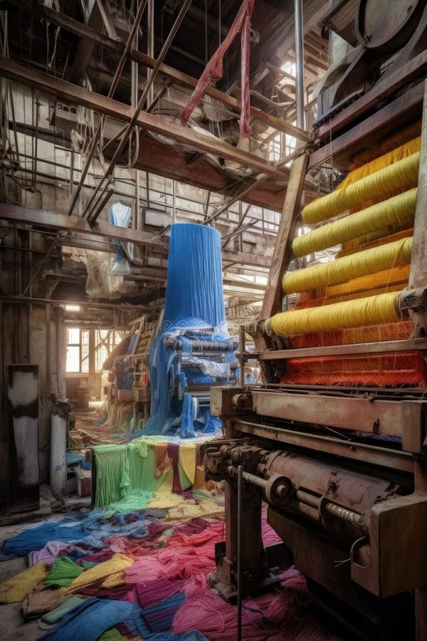 Machinery in Textile Factory Weaving Fabric Stock Illustration ...