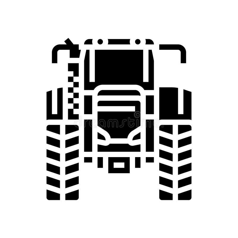 Machinery Tractor Front Glyph Icon Vector Illustration Stock ...