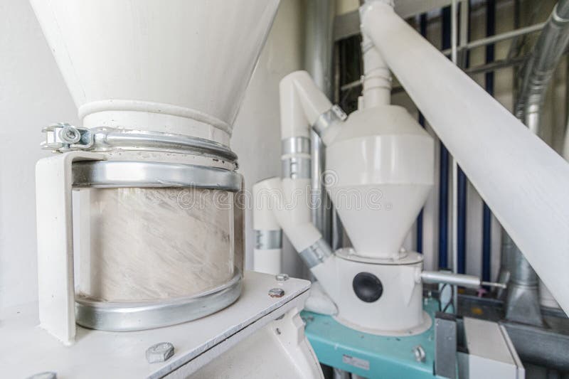 Machinery and Various Devices Inside an Industrial Grain Mill Stock ...