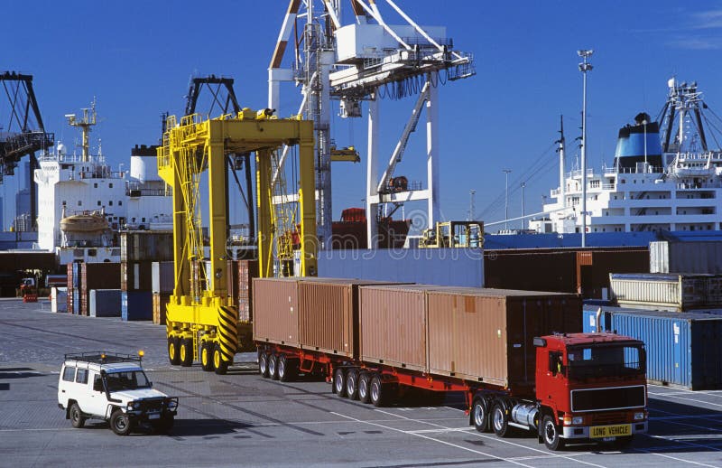 Machines in Cargo Container Port Stock Photo - Image of equipment, view ...