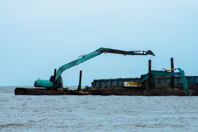Machines are Dredging Sand in the Sea Stock Photo - Image of vessel ...