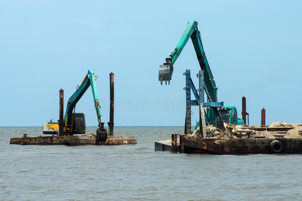 Machines are Dredging Sand in the Sea Stock Photo - Image of equipment ...