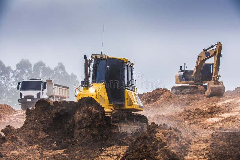 Machines Excavating the Soil from the Beginning Stock Photo - Image of ...