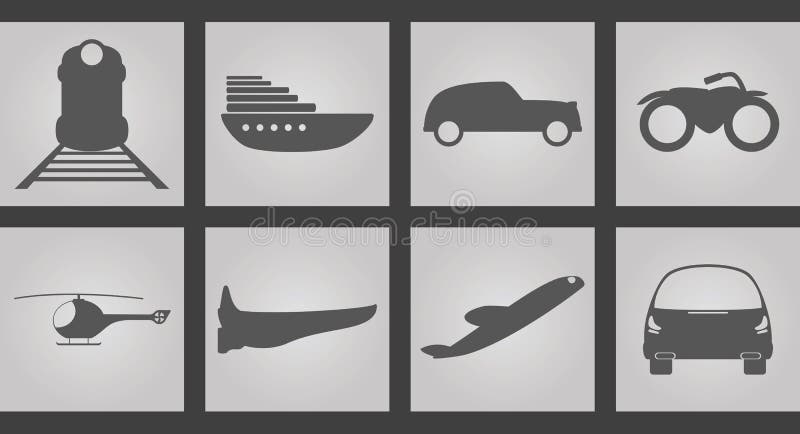 Machines for Movement Icons Stock Illustration - Illustration of train ...