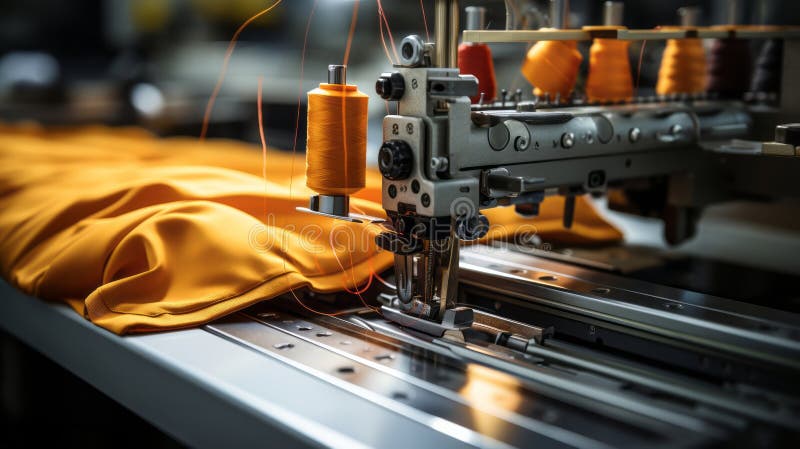 The Machines Needle is Stitching through Fabric. Generative AI. Stock ...