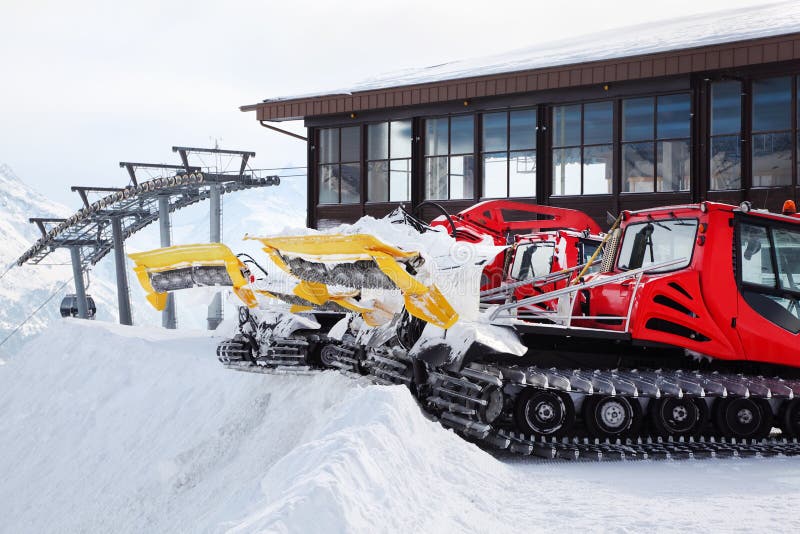 Machines for Skiing Slope Preparations Stock Photo - Image of ratrac ...