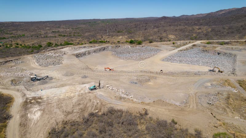 Machines Working in Cement Quarry. Top View Stock Photo - Image of ...