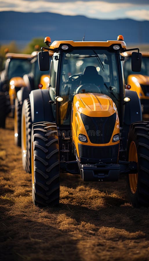 Machines with Yellow and Black Colors Parked in a Field, Construction ...