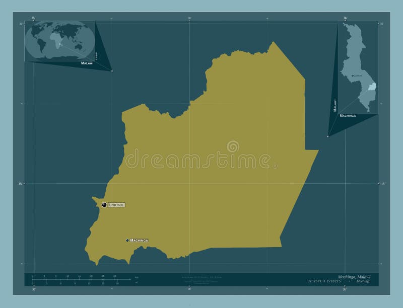 Machinga, Malawi. Solid. Labelled Points of Cities Stock Illustration ...
