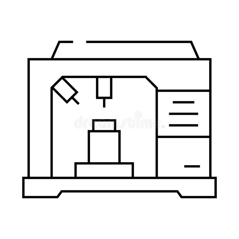 Machining Center Manufacturing Engineer Line Icon Vector Illustration ...