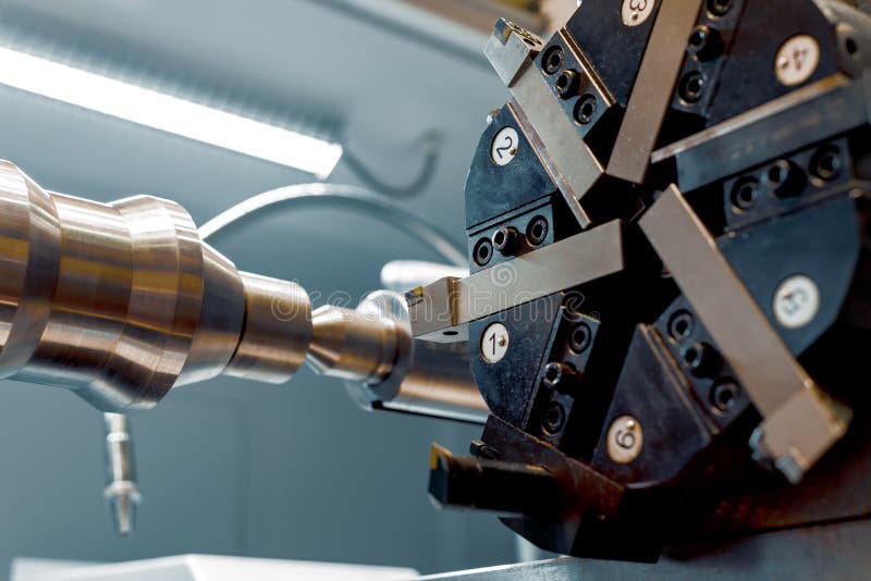 Machining of Parts on a Lathe. Stock Photo - Image of engineering ...