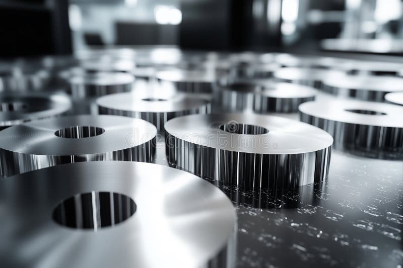 Machining Process with Metal Discs Industrial Workshop Stock Image ...