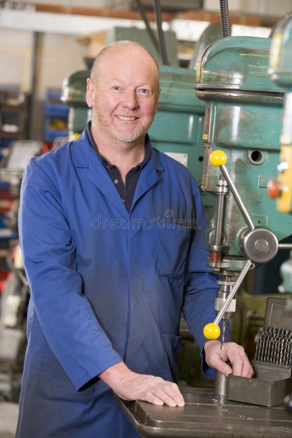 Machinist Working on Machine Stock Image - Image of caucasian, male ...