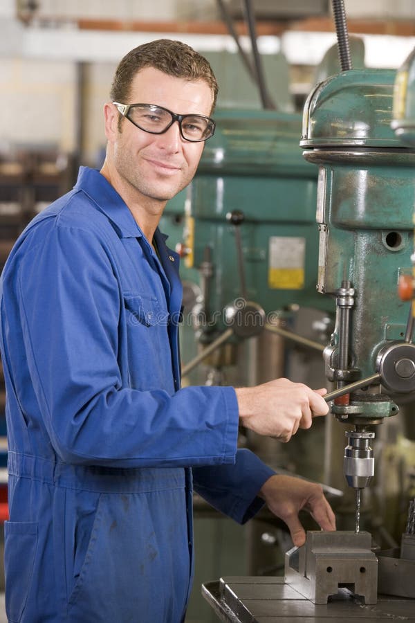 Smiling Industrial Manufacturing Factory Worker Stock Image - Image of ...