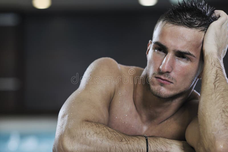 Macho man stock image. Image of beauty, healthy, pool - 14344733