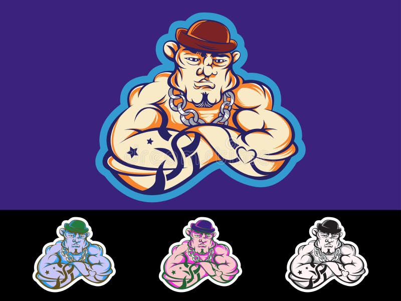 Macho Man Cartoon with Tattoos Character Stock Vector - Illustration of ...