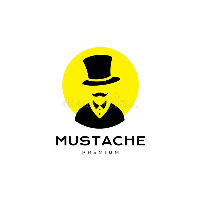 Macho Man with Mustache Long Hat Logo Design Stock Vector ...