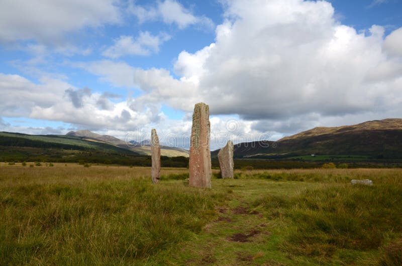 Machrie Moor, Standing Stones Stock Image - Image of stone, bronze ...