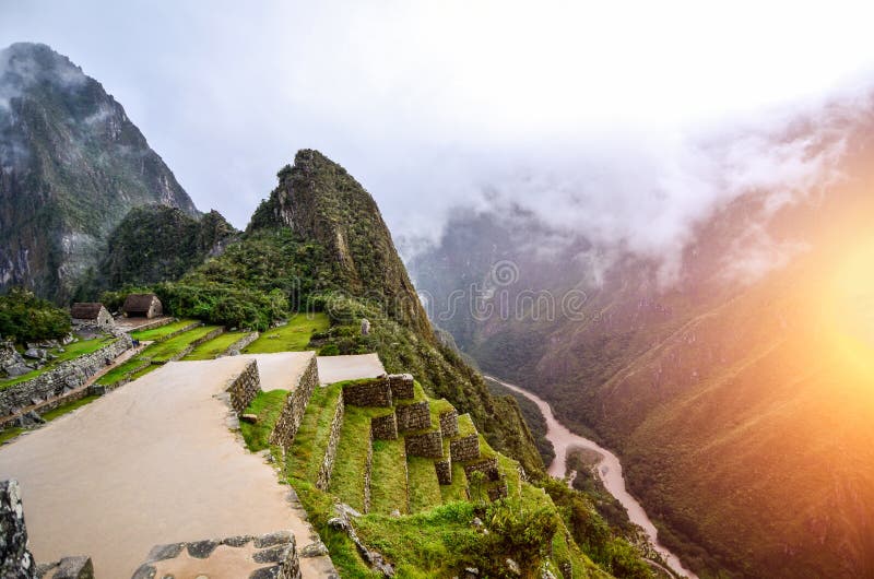 Sunset on Machu Picchu, the Lost City of Inca Stock Photo - Image of ...
