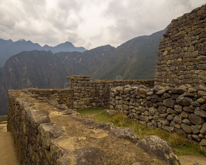 Machu Picchu Walls and Mountains Stock Photo - Image of construction ...