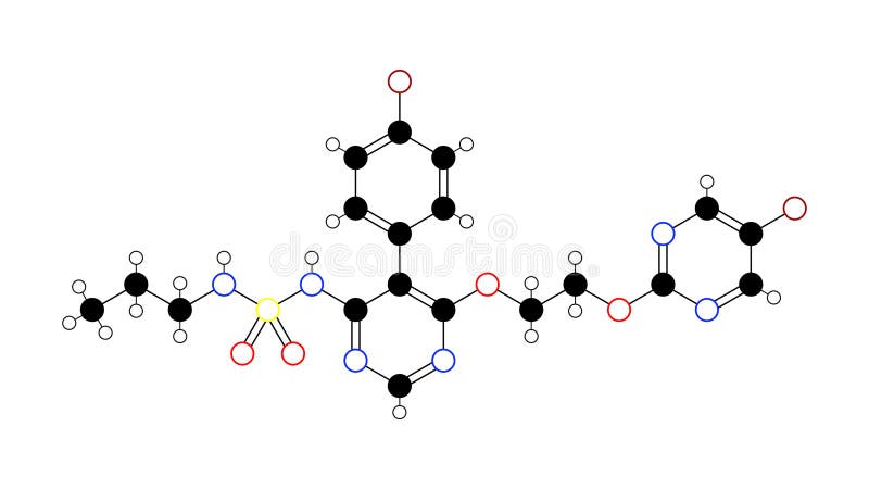 Macitentan Molecule, Structural Chemical Formula, Ball-and-stick Model ...