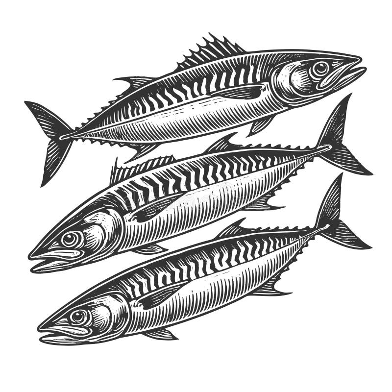 Mackerel Fish Engraving Sketch Vector Illustration Stock Vector ...