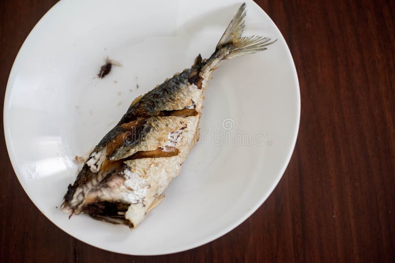 Mackerel Fish Fired on the Dish, Thai Food Stock Image - Image of ...