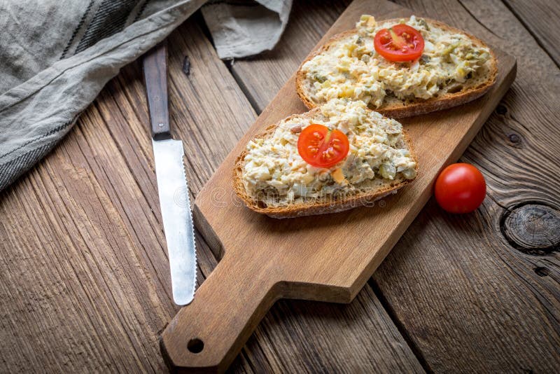 Mackerel fish paste. stock photo. Image of cream, breakfast - 112757096