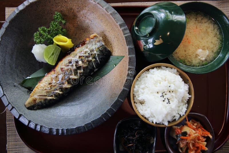 Mackerel with Rice Japanese Style Food Stock Photo - Image of fresh ...