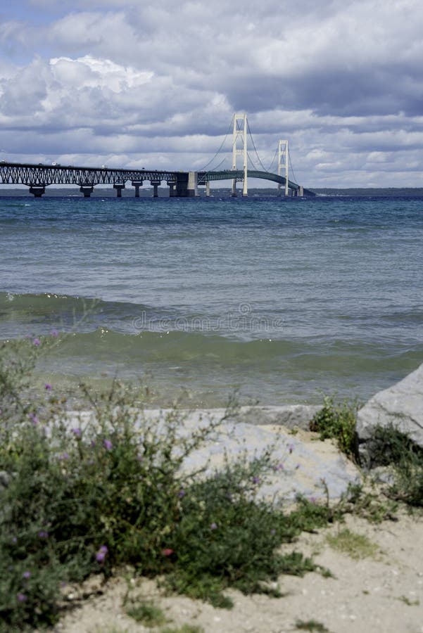 Mackinac Bridge in Upper Peninsula of Michigan. Stock Photo - Image of ...