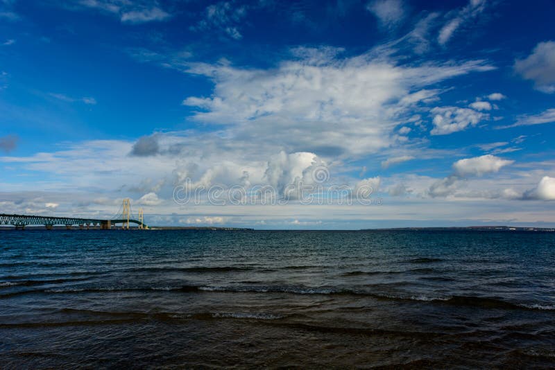 Mackinac Bridge in Upper Peninsula of Michigan Stock Image - Image of ...