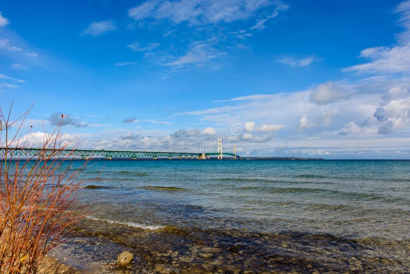 Mackinac Bridge in Upper Peninsula of Michigan Stock Photo - Image of ...