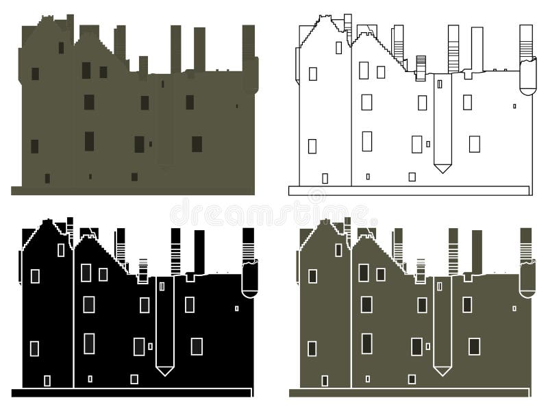 Old Castle Front View Artistic Hand Drawing Stock Vector - Illustration ...