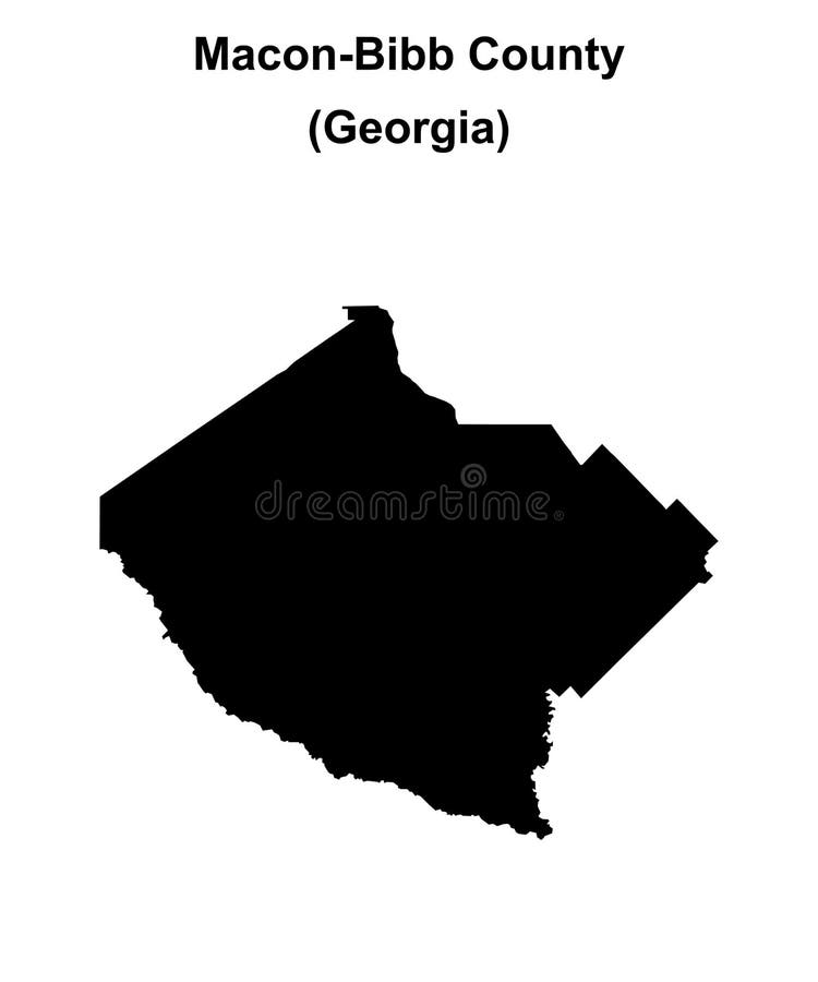 Macon-Bibb County Outline Map Stock Vector - Illustration of city ...