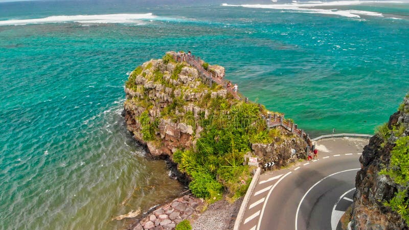 Maconde Viewpoint, Mauritius. Cape Flinders with Road and Ocean Stock ...