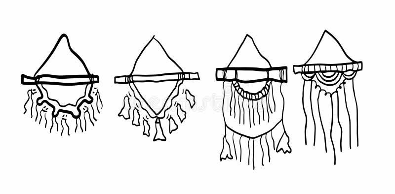 Macramé Hand-Drawn Set Doodle Vector for Craft Designs Stock ...