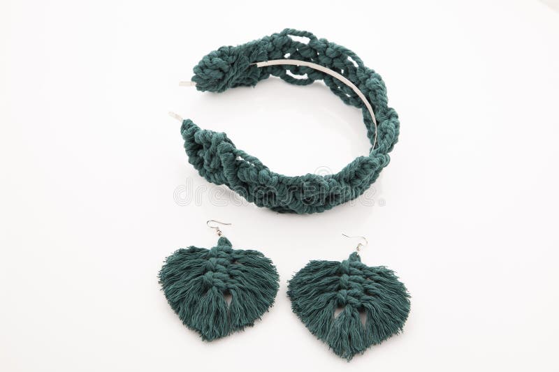 Macrame Earring and Head Band Stock Photo - Image of bead, circle ...
