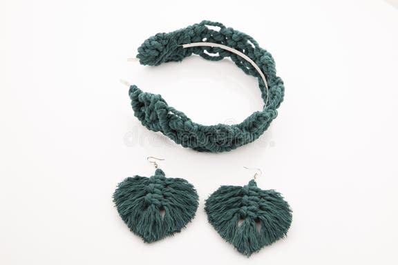 Macrame Earring and Head Band Stock Photo - Image of bead, circle ...