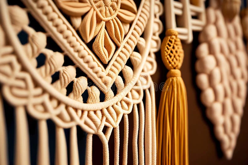 Macrame Hand Made Close-up. Generative Ai Stock Illustration ...