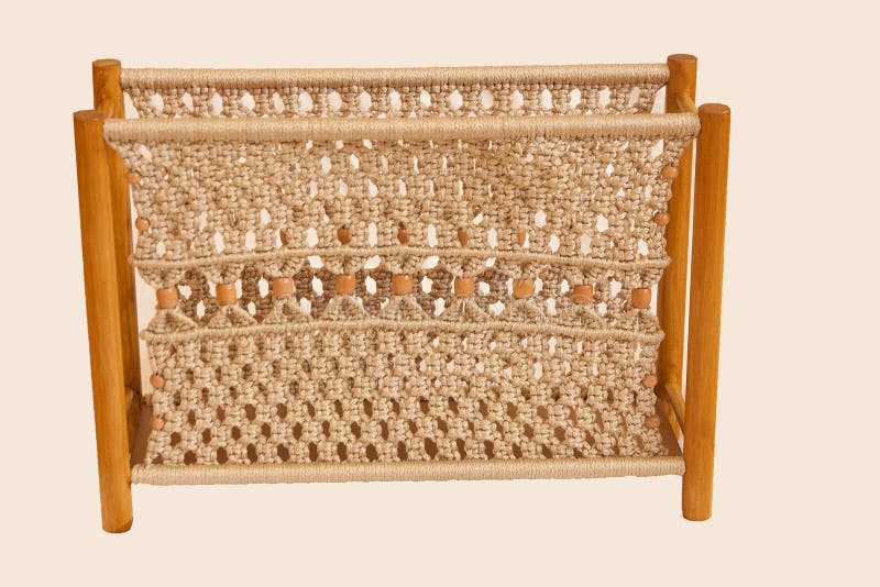 Macrame magazine rack stock photo. Image of container - 80258462