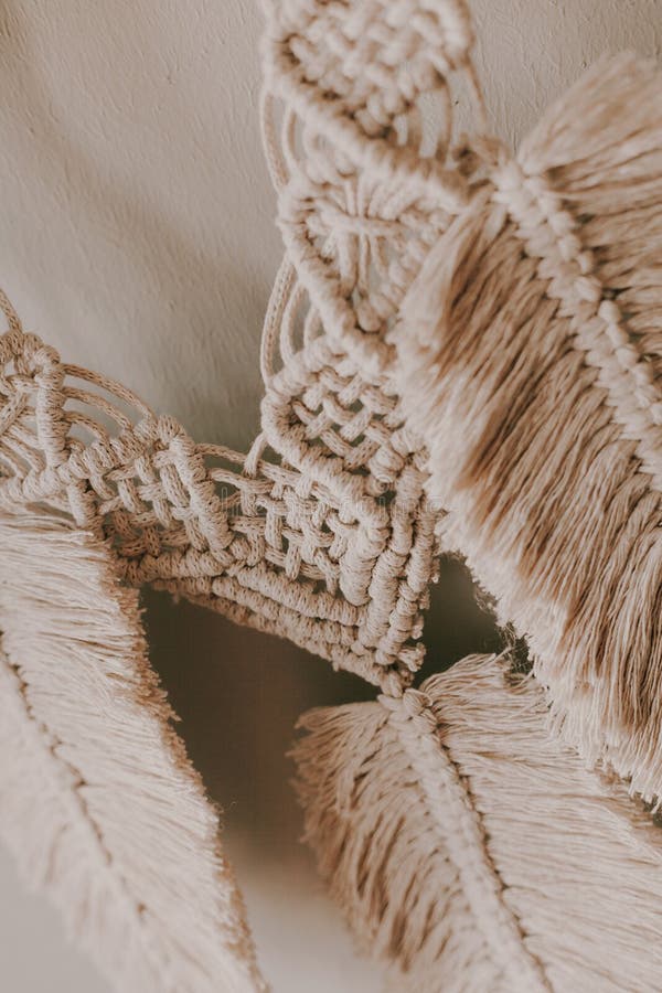 Macrame decor on the wall. stock photo. Image of texture - 178743646