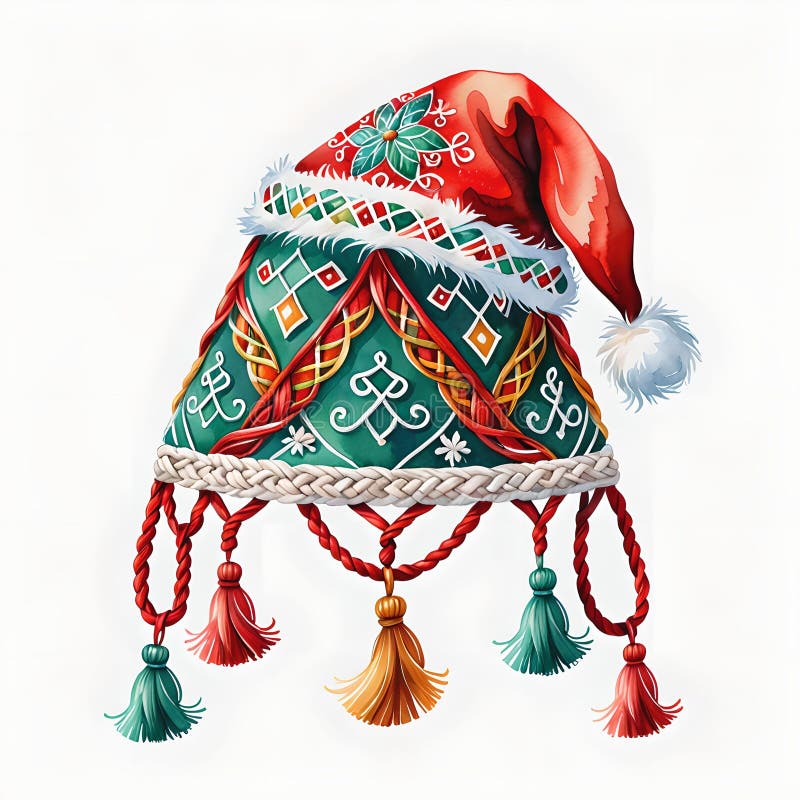 Macrame-Style Santa Hat: Intricate Weaving & Boho Patterns Stock ...