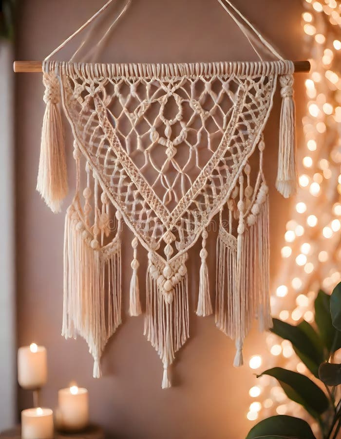 DIY Macrame Wall Hanging. Boho Style Home Decor. Generative AI Stock ...