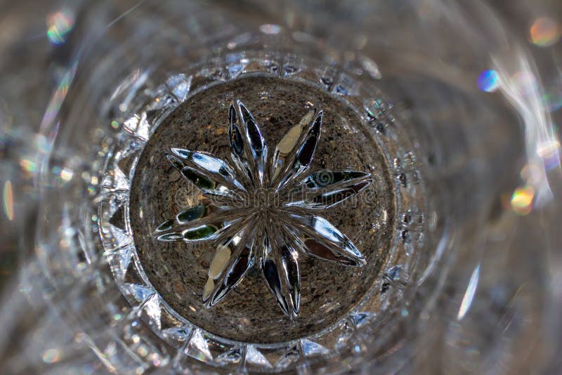 Macro Abstract Texture of Sparkling Lead Crystal Glass with a Starburst ...