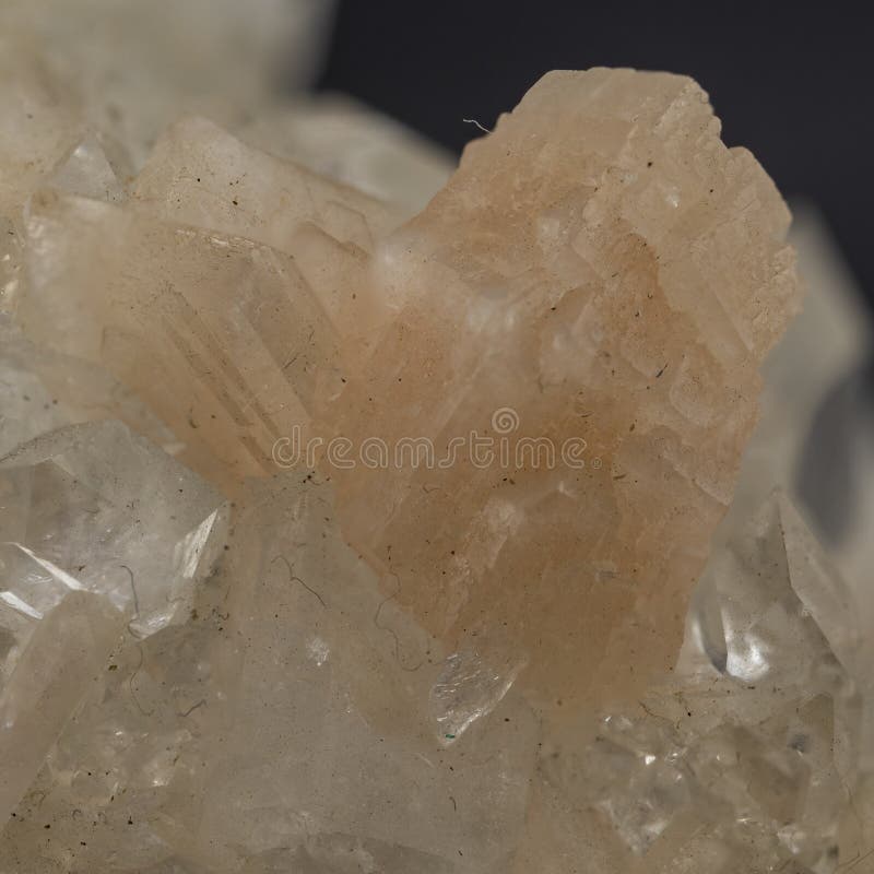Macro of an Apophyllite and Stilbite Mineral Specimen on a Black ...