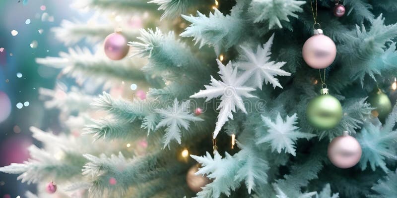 Macro Background of a Christmas Tree with Lights. AI Generated Stock ...