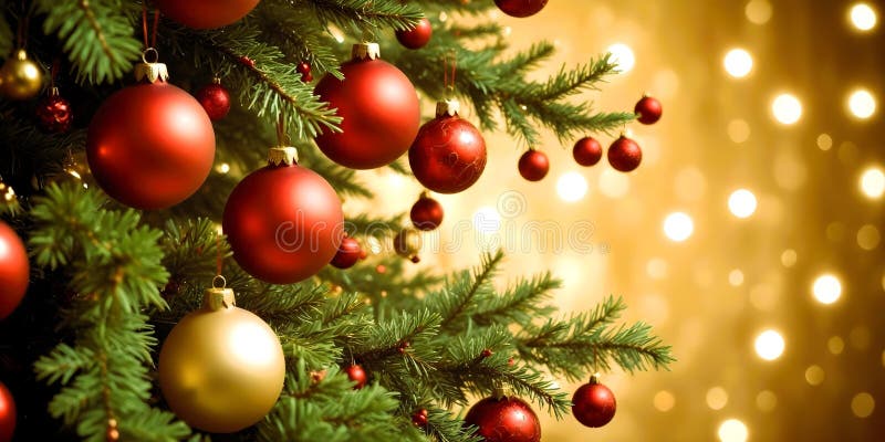 Macro Background of a Christmas Tree with Lights. AI Generated Stock ...